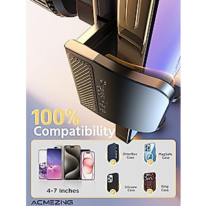 ACMEZING 3-in-1 Car Phone Holder Mount 【Extreme Terrain Stability】 Dashboard Windshield Air Vent 【Double Metal Hook】 Cell Phone Holders for Your Car for iPhone Samsung All Smartphones & All Car Model