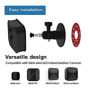 HOLACA Screwless Wall Mount Brackrt for Blink Outdoor Blink outdoor 4 Camera Blink XT2 Blink Indoor, Easy to Install, No Tools Needed, No Messy, No Drilling, Strong 3M Adhesive Mount kit(Black-1 Pack)