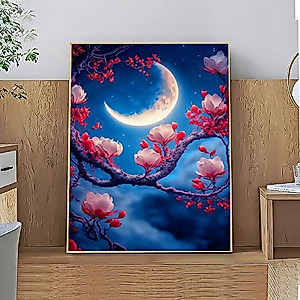 Lunyloer Diamond Painting, 5D Moon Diamond Painting Art Kits for Adults, DIY Full Drill Diamond Dots Paintings Picture Arts Embroidery Craft Kits for Home Wall Art Decor 12 X 16 Inch