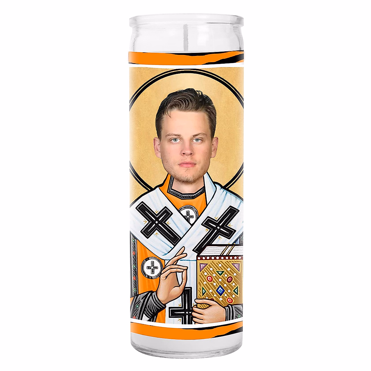 Joe Celebrity Candle - Joey B Saint OH Candle - Ohio Votive Glass Jar Candles - Cincy Lovers Devotional Candles - Handmade Soy Wax - Unique Cincinnati Novelty Gift for Football Lovers
