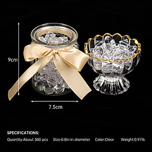 OUTUXED 300pcs 0.8"(20mm) Clear Diamonds Crystals Acrylic Gems Wedding Table Scattering Gemstones Christmas Party Decorations Bridal Shower Vase Fillers, 1.5 LB, with 1 Large Velvet Pouch