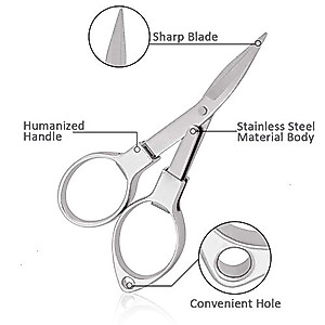 Allpdesky 2 Pieces Stainless Steel Scissors Anti-Rust Folding Scissors Glasses-Shaped Mini Shear for Home and Travel Use