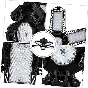 ORFOFE Five Leaves Garage Light Garage Flush Light Decorative Ceiling Lights Deformable Lamp Wide-Angle Garage Lights Overhead LED Shop Lights Flush Mount Ceiling Lights Plastic Black