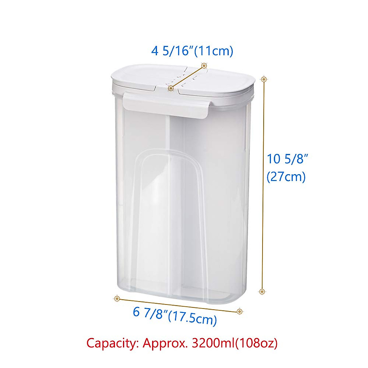 Poeland Storage Jars Canisters with Built-in partition / 4 compartments for Spaghetti Pasta Noodles Cereal - White