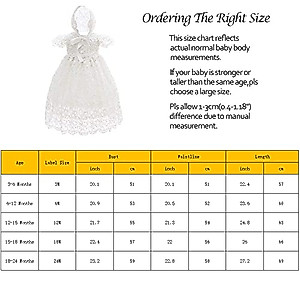 Xangirl Baby Lace Baptism Dress with Bonnet Embroidered Gown for Girls Christening Baptism Birthday Party