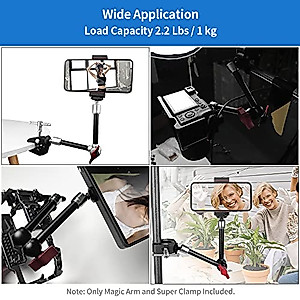 Hemmotop Magic Arm 11 Inches with Super Clamp Articulating Friction Arms for iPhone LCD Monitor Clamp Holder Mounts Kit Adjustable MS01