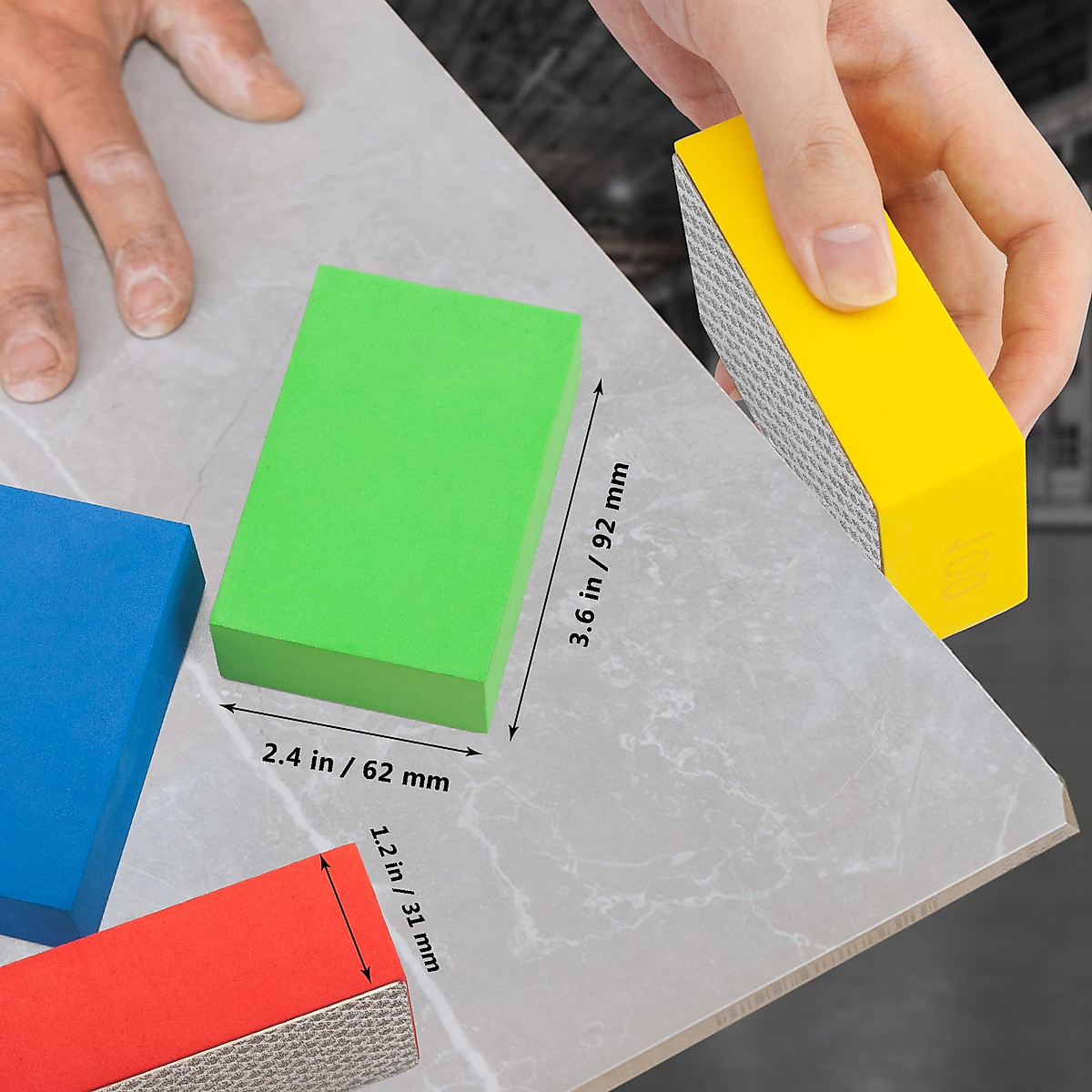 SZSYD 4Pack Diamond Hand Polishing Pads for Sanding Ceramics Glass Tile Concrete Stone Marble Granite, 60#, 100#,200#,400# (Grid)