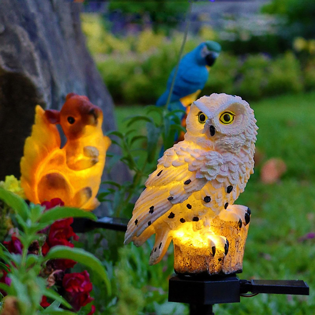 Owl Solar Garden Lights,Owl decor Garden Solar Light Outdoor Decor,Owl Path LED Lights,Solar Animal Lights,Outdoor Solar Garden Stake Light,Garden Statue Solar Light for Yard Housewarming Gift