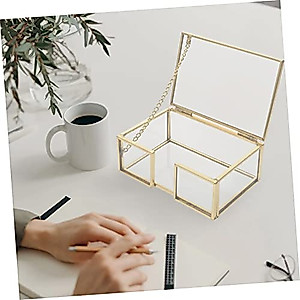 Tofficu 2 Pcs Metal Business Card Case Tea Bag Organizer Box Vintage Pictures Clear Jewelry Organizer Box Collection Cards Box Glass Jewelry Trinket Box Clear Jewelry Holder Id Display Box