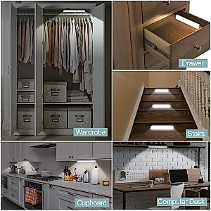 Led Cabinet Lights,Motion Activated 20-LED Wireless Motion Sensor Closet Lights,Rechargeable USB,Battery Powered,Safe,Portable, Magnetic,Easy to Install,for Closet/Cabinet/Wardrobe/Kitchen(2Pack)