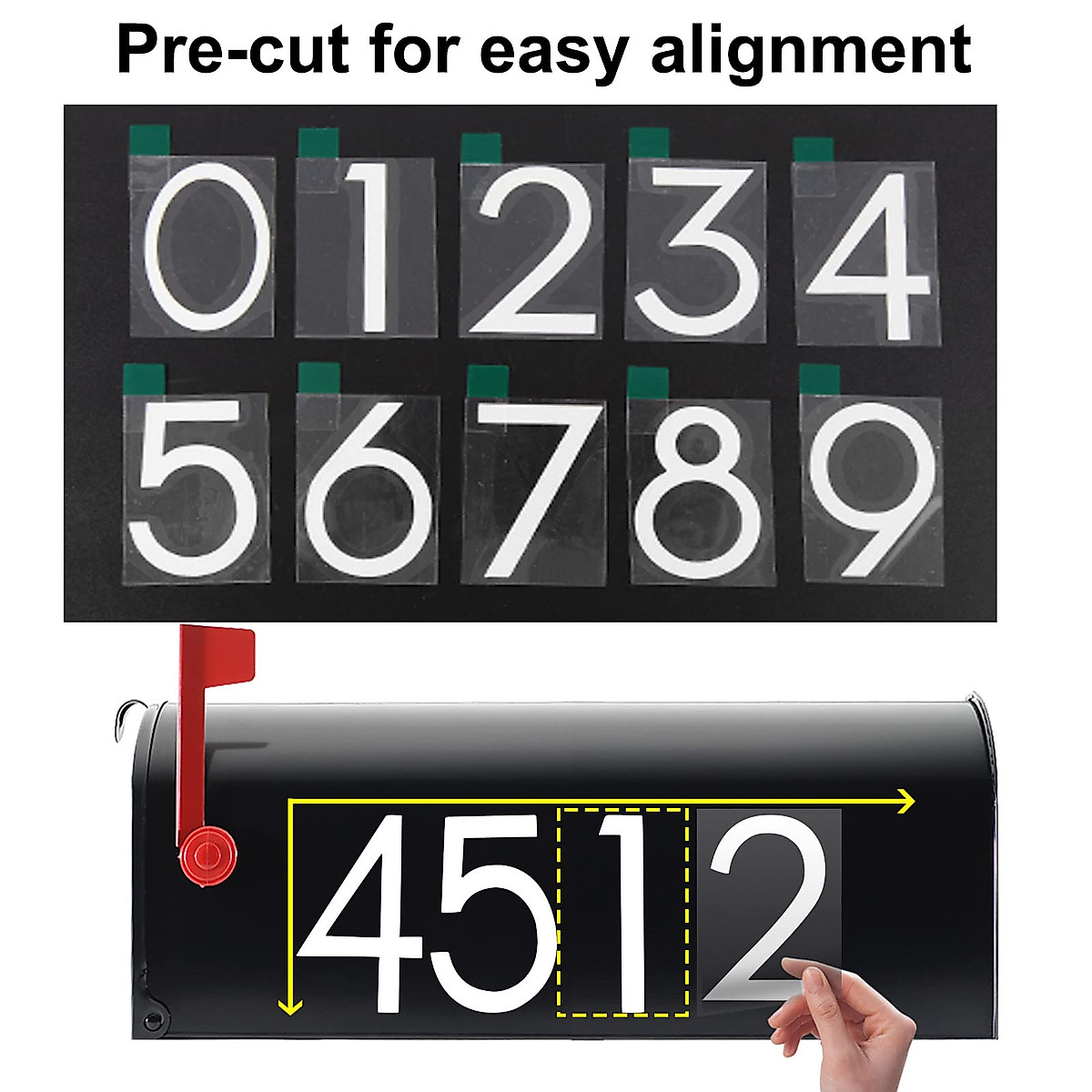 2 inch Reflective Mailbox Numbers for Outside, 5 Sets Number Stickers with Sticky Tabs for Easy Backing Peeling, Pre-cut Self Adhesive Vinyl House Numbers