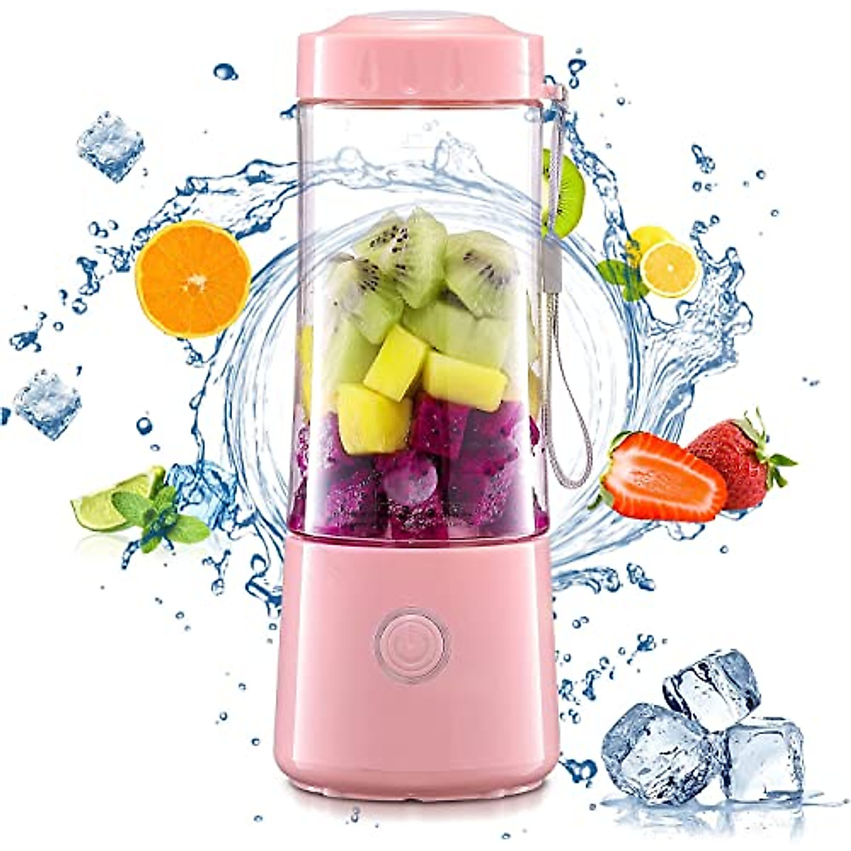 Portable Blender, Personal Size Blender for Smoothies and Shakes Mini Juicer Cup, USB Rechargeable Mini Fruit Juice Mixer(pink)