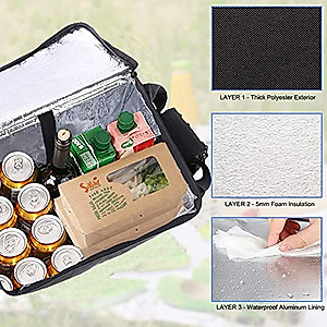 cherrboll Bicycle Delivery Backpack with 2 Dividers & Cup Holders Insulated Food Delivery Bag Reusable Cooler Backpack for Camping Groceries