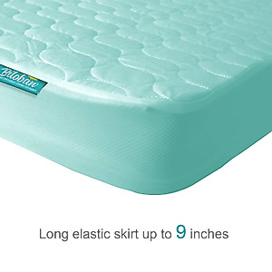 Pack n Play Sheet Quilted Waterproof Protector, 2 Pack Premium Fitted Pack n Play Pad Cover 39" X 27" fits for Baby Foldable and Playard Mattress, Portable Mini Crib, Gray&Aqua