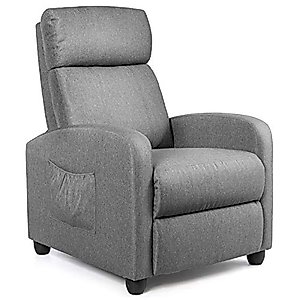 Moccha Massage Recliner Chair, Ergonomic Adjustable Single Sofa with Padded Seat, Backrest, Footrest, Reclining Sofa with Remote Control, Modern Massage Recliner for Living Room, Home, Office (Gray)
