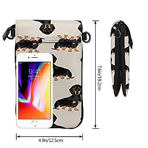 Women Men Girls Boys Wiener Dog Fabric Doxie Dachshund Weiner Dog Pet Dogs Small Crossbody Purse Cell Phone Pouch Mini Tote Shoulder Bag For Travel Work Shopping Walking Dating Outdoor