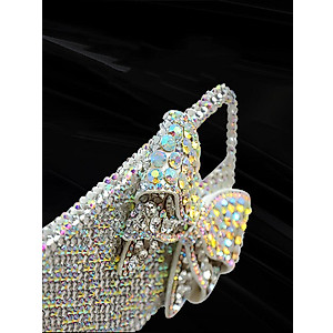 redecarie Cute Bow Case for Samsung Galaxy S9 Plus,Bling Glitter Diamond Crystal Rhinestone Women Girls Kids Shiny Sparkle with Flowers Lanyard Clear Protective Phone Case,Silver Bow