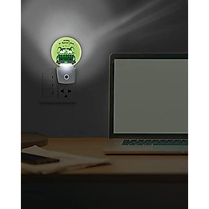 St.Patrick Day Gnomes Truck Night Lights Plug into Wall, Buffalo Plaid Green Shamrocks Auto Round LED Lights with Dusk to Dawn Sensor for Bedroom, Bathroom, Hallway, Kitchen, Kids, Home Decor
