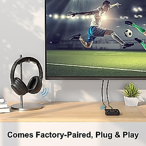 Soundodo Bluetooth Headphones for tv Watching,Wireless Headphones for Tv Watching with Bluetooth 5.3 Transmitter with Optical,RCA,AUX,Plug n Play,50H Playtime,No Delay,Dual Link,165ft Long Range