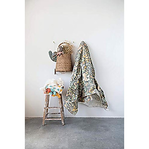 Creative Co-Op 60" L x 50" W Woven Cotton Tufted Dots & Tassels Throw, Multicolor