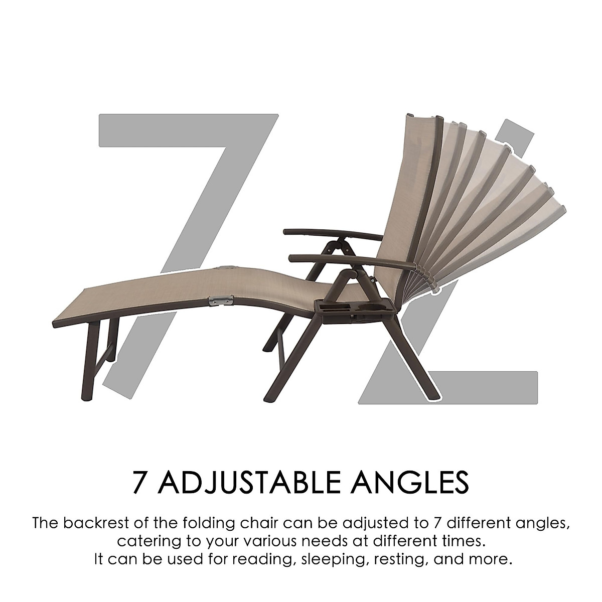 Kozyard 1 Pack Cozy Aluminum Reclining Lounge Chair - Perfect for Beach, Yard, Pool, Deck, and Patio - Outdoor Chaise Lounge with Drink Holder, Weather Free, Adjustable - Assemble-Free (Beige)
