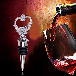 Love Wine Stoppers Cute Heart Shaped Wine Stopper Decoration Metal Zinc Alloy Wine Bottle Stopperr Reusable Wine and Beverage Stoppers (Set of 4)