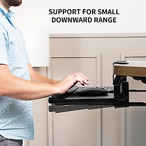ADOFFUR Keyboard Tray Under Desk,Pull Out Keyboard & Mouse Tray with Heavy-Duty C Clamp Mount and Mat, Slide Out Platform Drawer for Home Office Computer Workstations