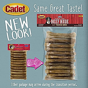Cadet Premium Grade Pressed Beef Hide Bones 6.5 Inch, 12 Pack
