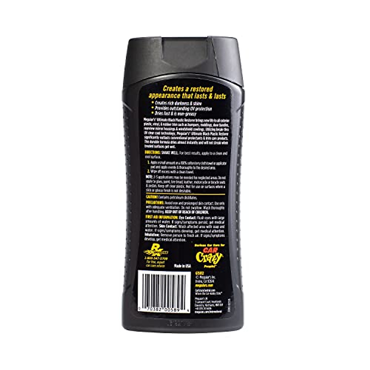 Meguiar's Ultimate Black Plastic Restorer - Restores Black Plastic & Faded Trim Pieces While Adding Durability & UV Protection - 12 Oz