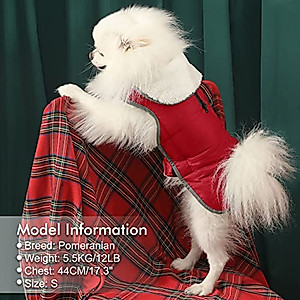 ALAGIRLS Thick Fleece Lining Winter Dog Coat, Classic Padded Warm Dog Coat with Harness Hole, Windproof Dog Vest Clothes Pet Apparel for Cold Weather, Red L