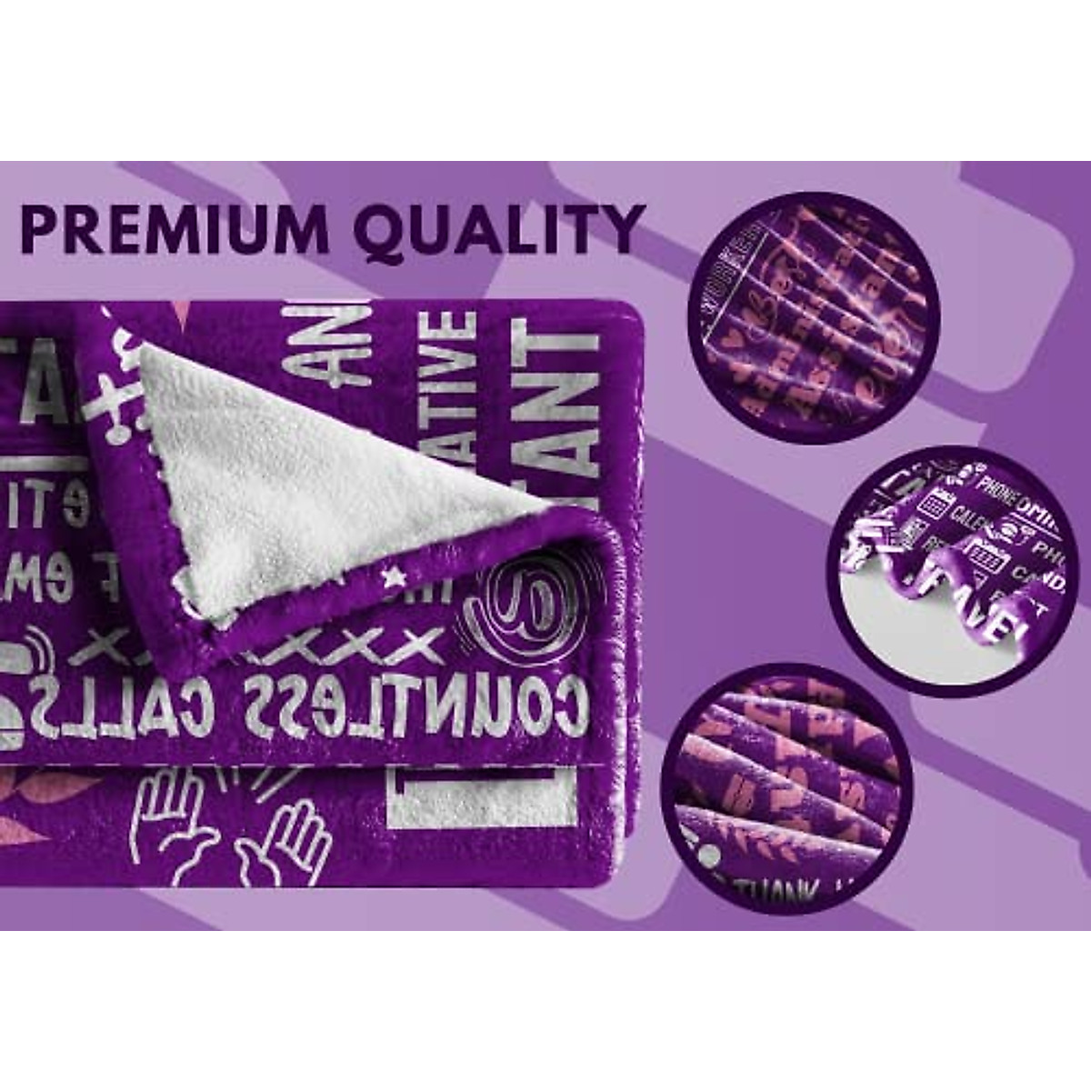 InnoBeta Administrative Professional Day Gifts for Administrative Assistant, Bed Flannel Plush Blanket For Women/Men (50"x 65") - Best Administrative Assistant Ever - Purple