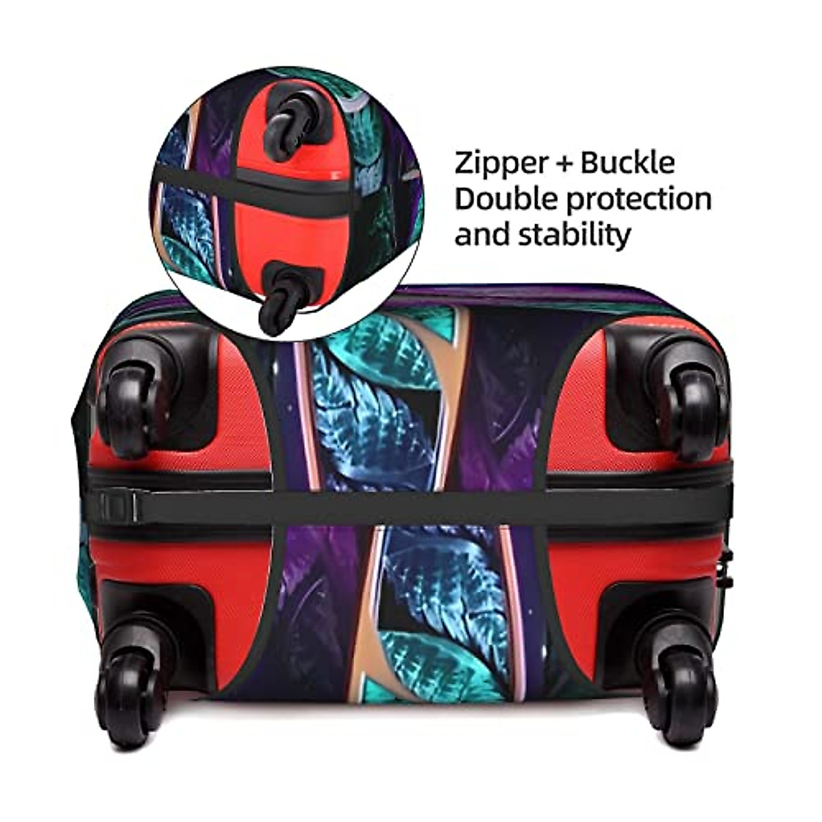 Travel Luggage Cover Suitcase Protector, Fractal Purple Butterfly Leaves Thickened Washable Elastic Anti-scratch Suitcase Sleeve with Concealed Zipper for Wheeled Suitcase Fits 18-21 Inch Luggage