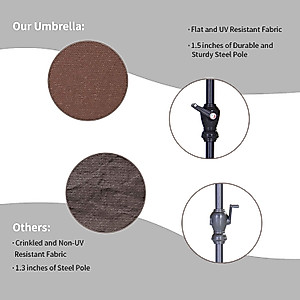 HYD-Parts 9FT Patio Umbrella Outdoor Table Umbrella,Market Umbrella with Push Button Tilt and Crank for Garden, Lawn, Deck, Backyard & Pool (Coffee)