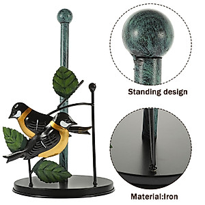 Zerodeko Birds Paper Towel Holder Metal Farmhouse Towel Stand Roll Towel Rack Countertop Napkin Dispenser for Home Living Room Kitchen Decor