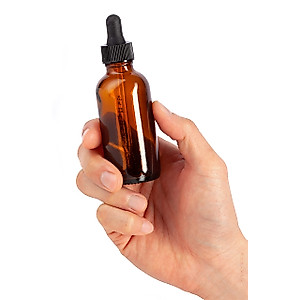 JUVITUS 2 oz Amber Glass Boston Round Graduated Measurement Glass Dropper Bottle (12 pack) + Funnel