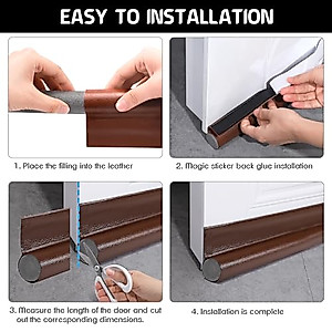 2 Pack Door Draft Stopper - 37 Inch One-Sided Under Door Draft Blockers - Soundproof, Dust, and Cold Air Stopper - Door Draft Stoppers for Bottom of Door, Fits Interior and Exterior Doors（Grey）