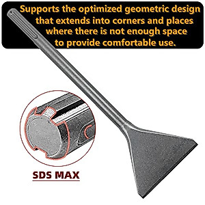 HIGOSPRO 6 Inch Wide Tile & Thinset Scaling Chisel SDS-Max Shank, 6" x 15" Scraper Removal Bit, Ideal for Rotary Hammer Drills Compatible with SDS-Max