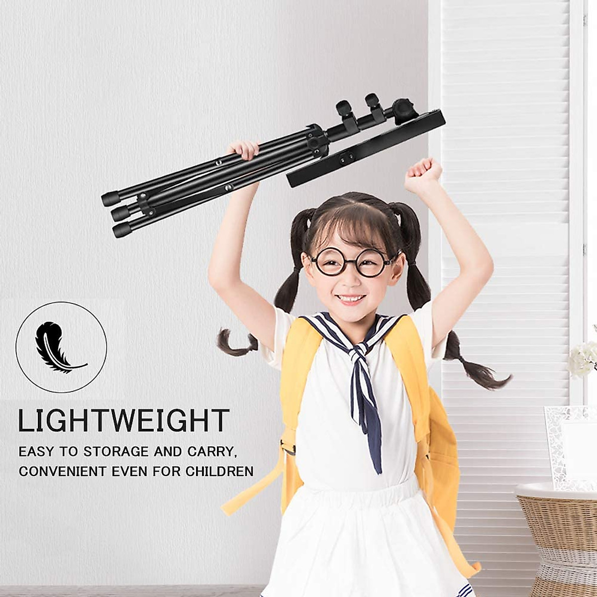 ENNBOM 2-in- 1 Music Stand Portable Folding Sheet Music Stand Adjustable Music Sheet Clip Professional Music Sheet Holder with Carry Bag (Pack of 1)