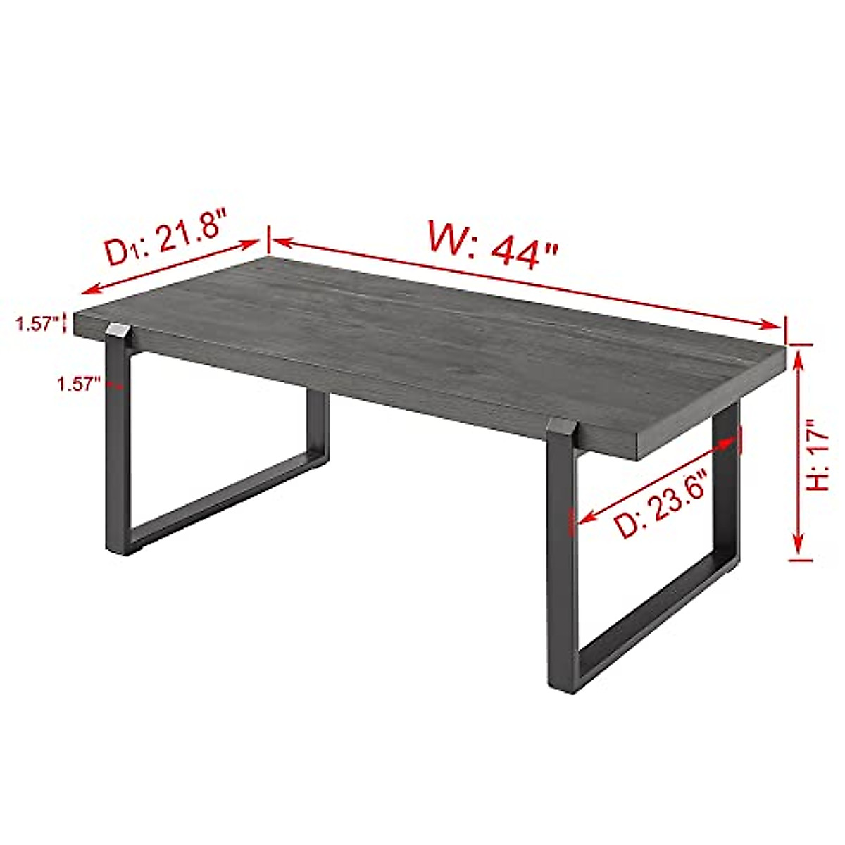 EXCEFUR Coffee Table, Rustic Wood and Metal Center Table, Modern Cocktail Table for Living Room, Grey