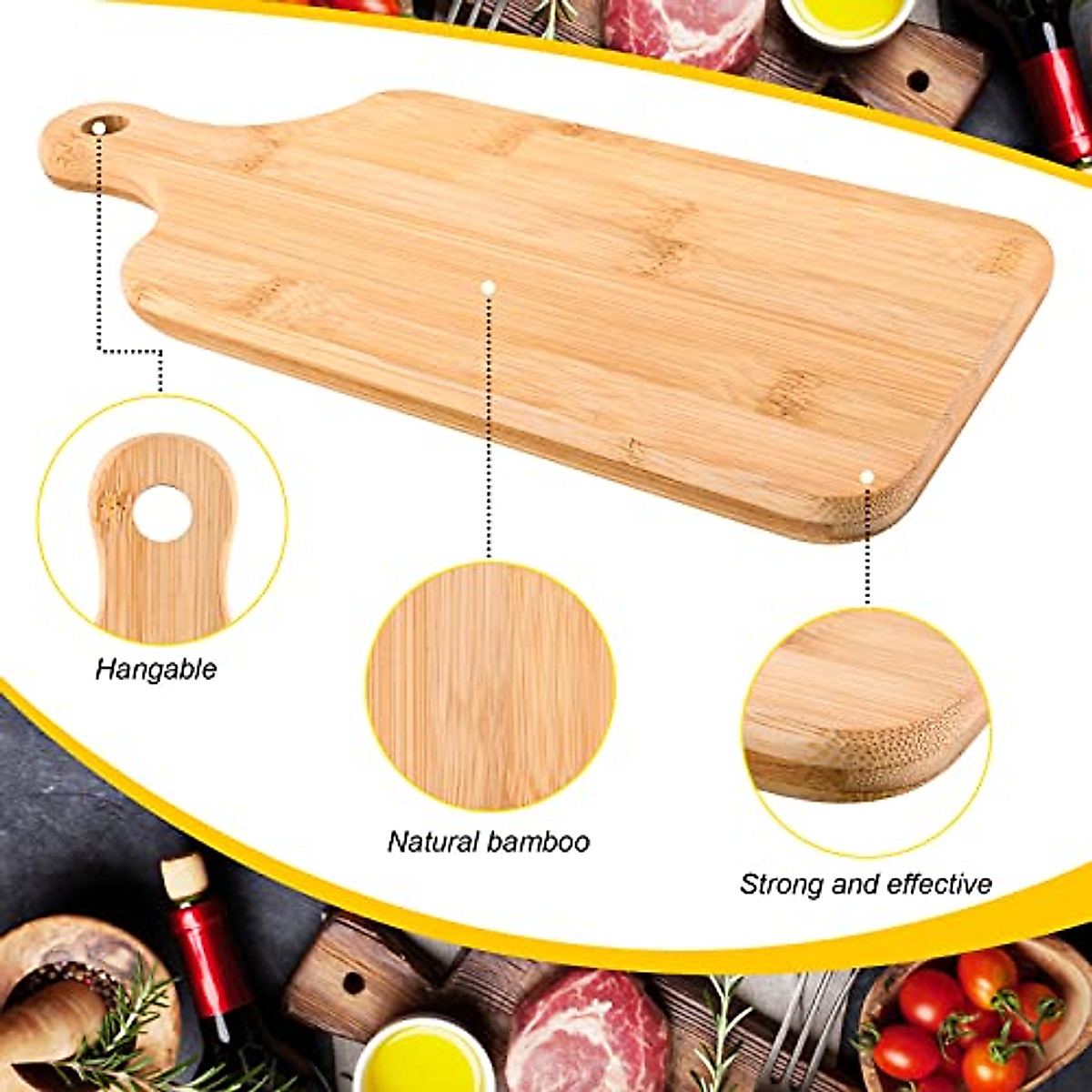6 Pack Cutting Board Bulk Solid Thicken Bamboo Chopping Board Charcuterie Boards Serving Tray with Handle Unfinished Mini Cutting Boards for DIY Crafts Engraving (11.81x5.5x0.6inch)