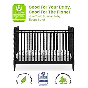 Delta Children Saint 4-in-1 Convertible Crib, Includes Conversion Rails, Greenguard Gold Certified, Black