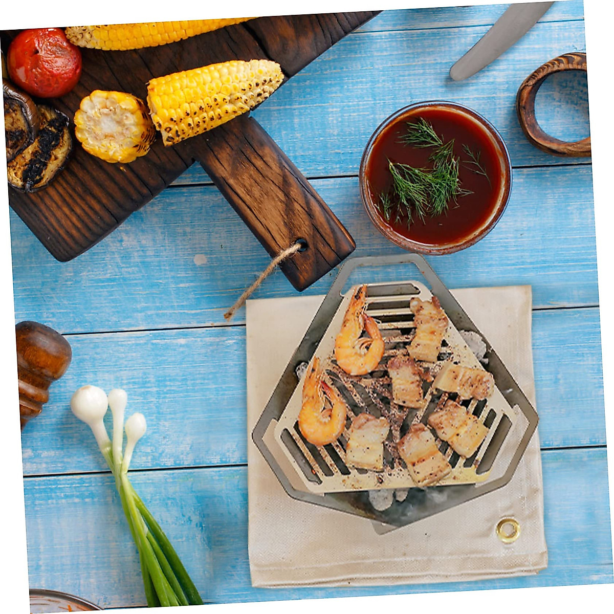 Yardwe Picnic Grill Mini Grill Stove Stainless Steel Lotus Lightweight Grill