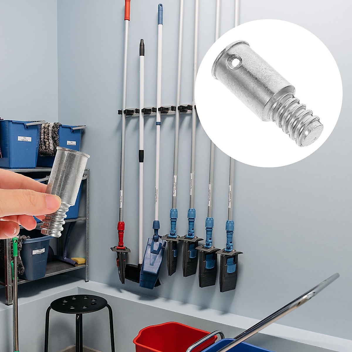 minkissy Mop Head Threaded Broom Handle Kit Threaded Tip Adapter Threaded Tip Replacement Telescoping Pole Adapter Extension Pole Adapter Aluminum Broom Pole Tip Aluminum Alloy Silver