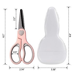 Ceramic Scissors for Baby Food by WELLSTAR, Black Blade Safety Healthy BPA Free Portable Toddler Shears with Protective Cover and Travel Case, 2 Pack