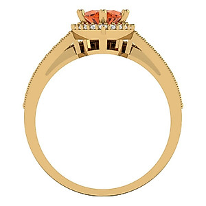 Clara Pucci 2.16ct Marquise Cut Halo Solitaire Simulated Ruby Engagement Promise Anniversary Bridal Ring Band set 18K Yellow Gold 3.5