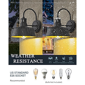 Seovix Motion Sensor Outdoor Barn Lights, Dusk to Dawn Outdoor Wall Light Fixtures with E26 Base Socket, IP65 Waterproof Exterior porch light for Garage, Entrance, Doorway, Entryways, HS2213-1