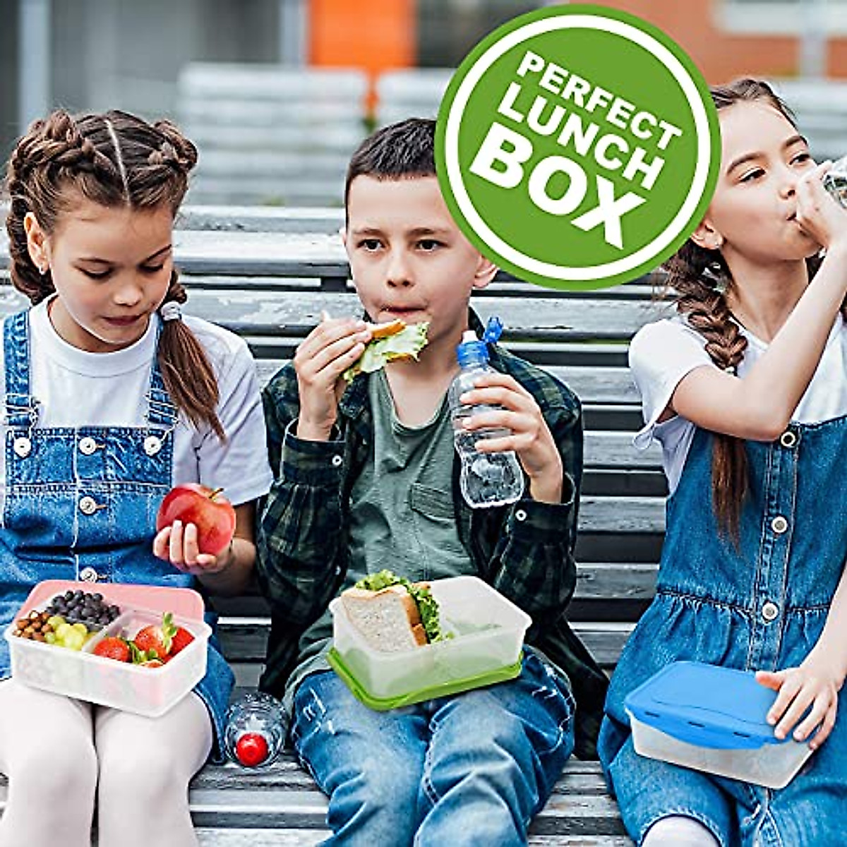By Caleb Company 3 Pack Green Bento Boxes - 39 Ounce Divided Food Storage Containers With Lids - Leakproof, BPA Free Bento Lunch Box for Adults & Kids Lunches Is Safe For Dishwasher & Microwave