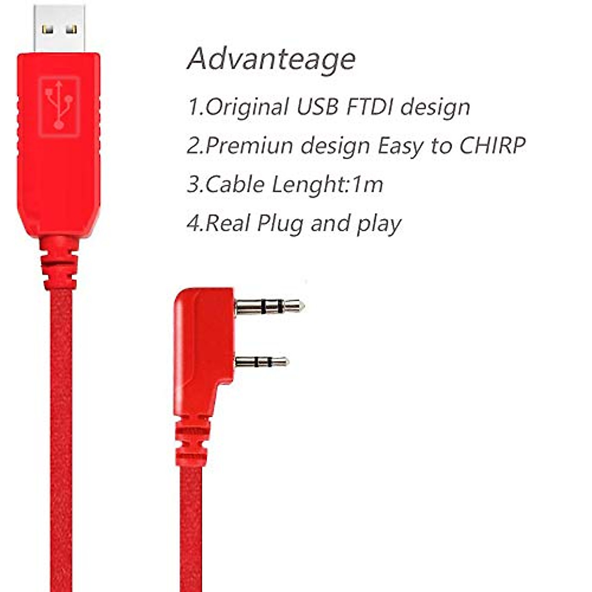FEANTEEK Original FTDI USB Programming Cable for Ham Radios, Compatible with Kenwood, Baofeng, Wouxun, TYT and Other Radios