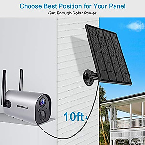 ZUMIMALL Solar Panel for Outdoor Camera Wireless GX1S/F5 /GX2S PTZ Camera, IP66 Waterproof Solar Panel with 10ft USB Charge Cable, Power Supply for Security Camera with Micro USB Port