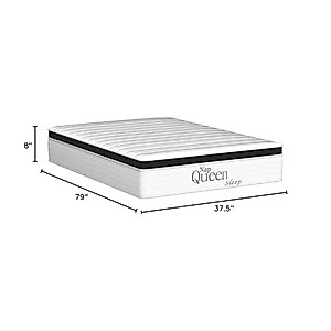 NapQueen Twin-XL Mattress, 8 Inch Maxima Hybrid Cooling Gel Infused Memory Foam and Innerpring Mattress, Twin-XL Bed Mattress in a Box, CertiPUR-US Certified, Medium Feel